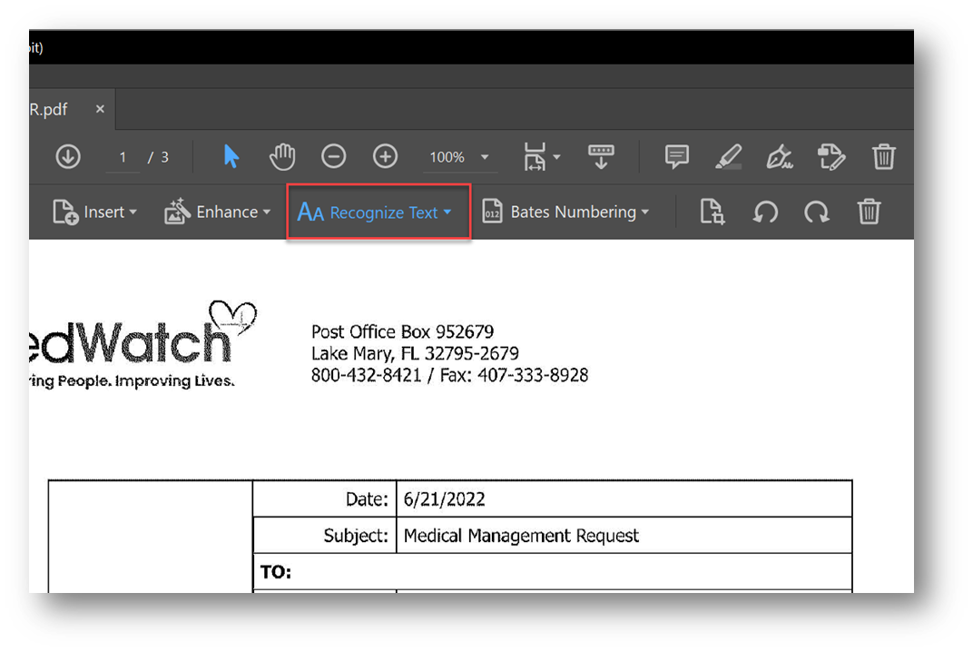 Using Adobe Acrobat Pro for OCR – MedWatch